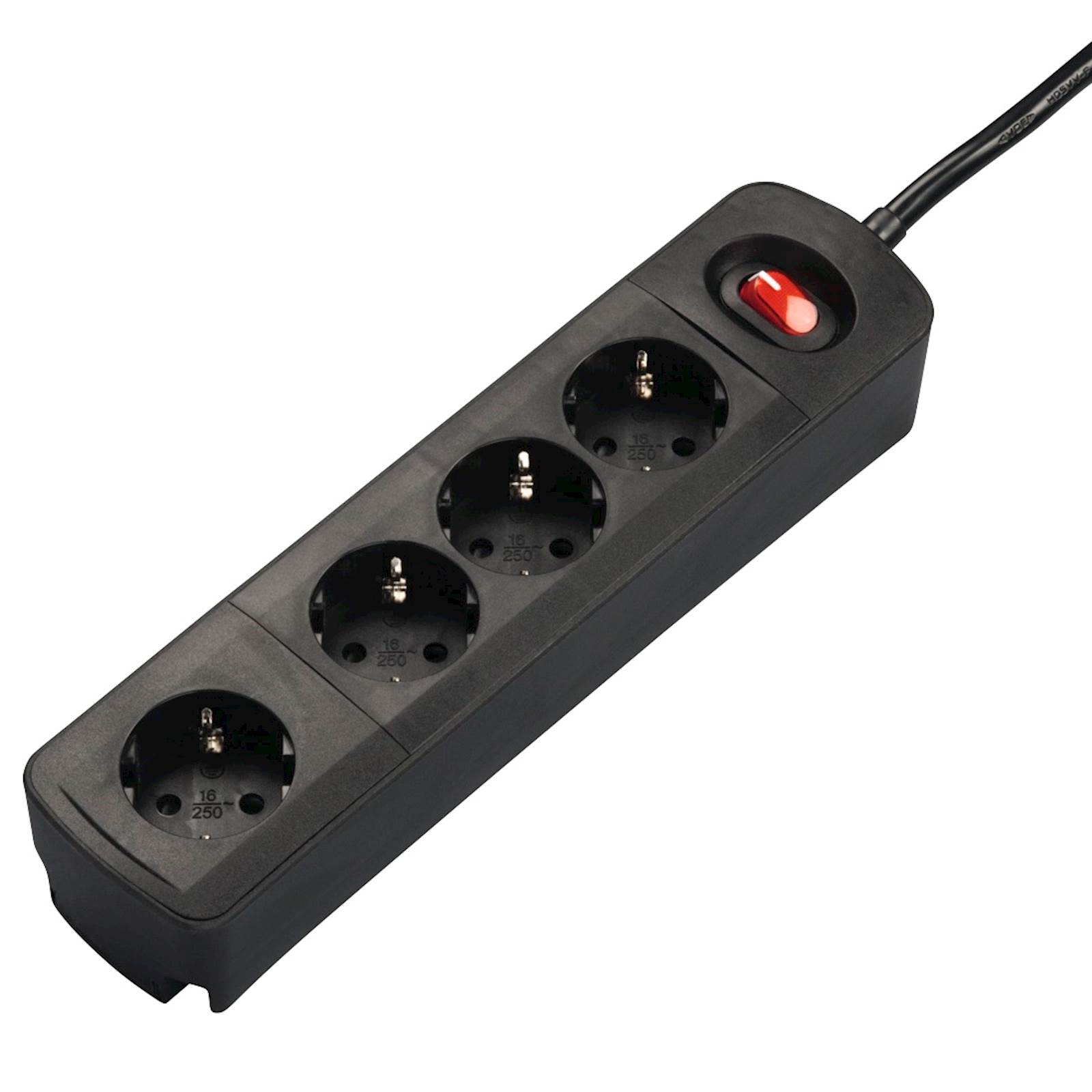 Produžni kabl Hama sa 4 utičnice, crni, prekidač - PC MARKET d.o.o.