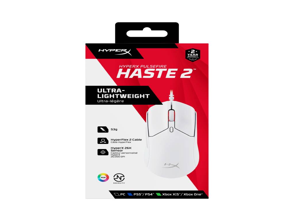 HyperX Pulsefire Haste 2 WGaming Mouse (White) - PC MARKET d.o.o.