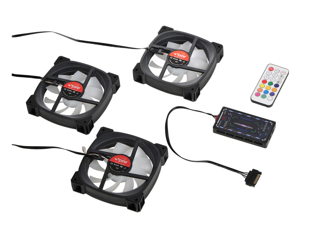 Spire set 3x ARGB fansfan hub, remote control, 12cm12V, 6p five wire ...